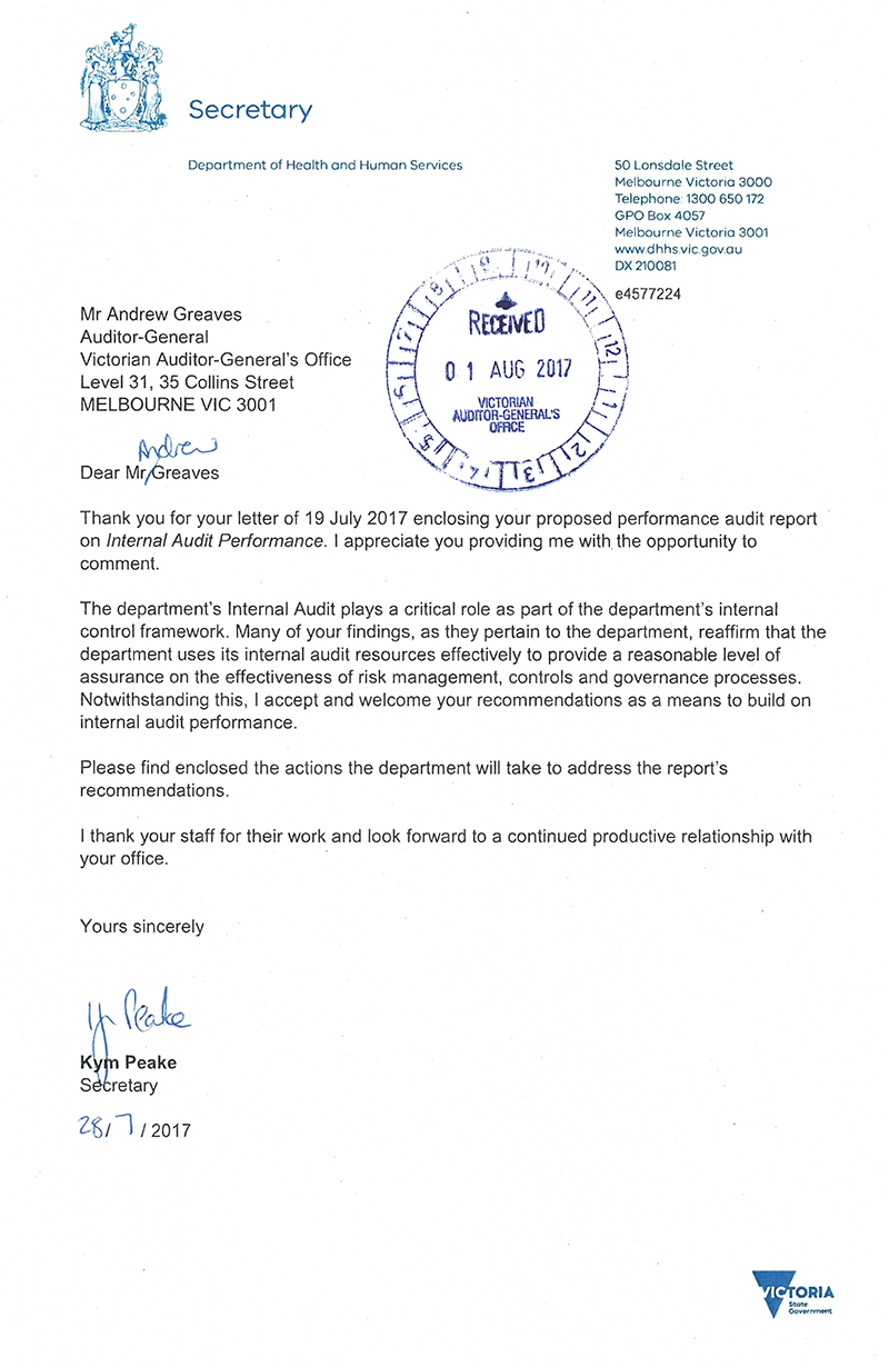 Internal Audit Performance | Victorian Auditor-General's Office